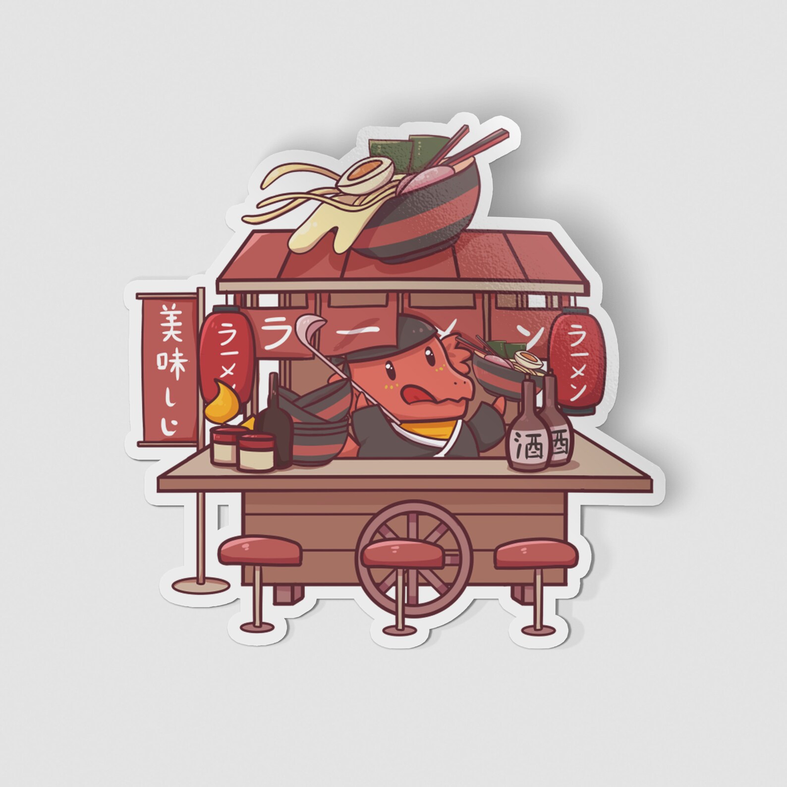 Dragon Ramen Cart Sticker Waterproof Sticker Ramen Sticker - Etsy
