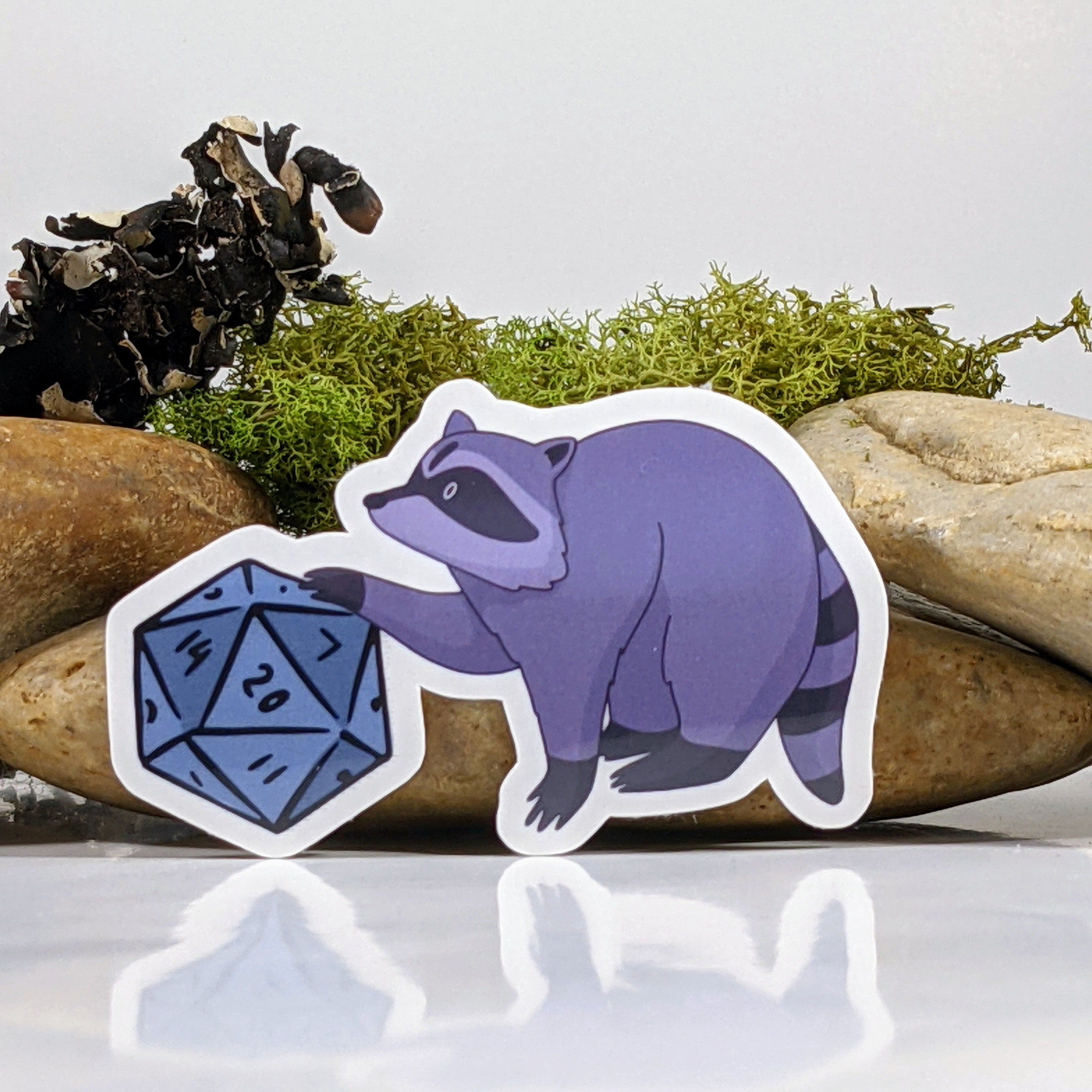 Raccoon Playing With D20 Dice Sticker Tabletop RPG Inspired | Etsy