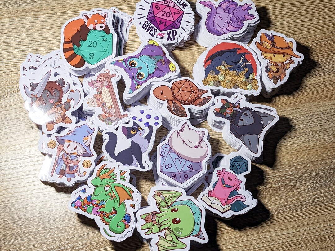 10x Random Indoor Only Stickers RPG Stickers Gaming Stickers Polyhedral ...