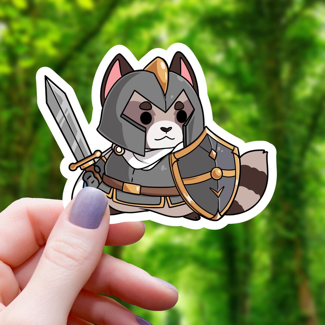 Raccoon Paladin Sticker | TTRPG Sticker | Role Playing Sticker | Nerdy ...