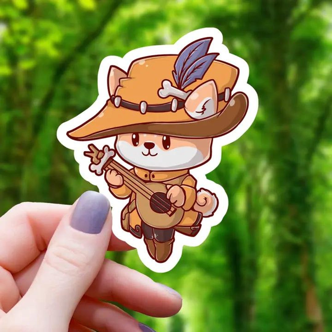 Chibi Dog Bard Sticker TTRPG Sticker Role Playing Sticker Nerdy Sticker ...