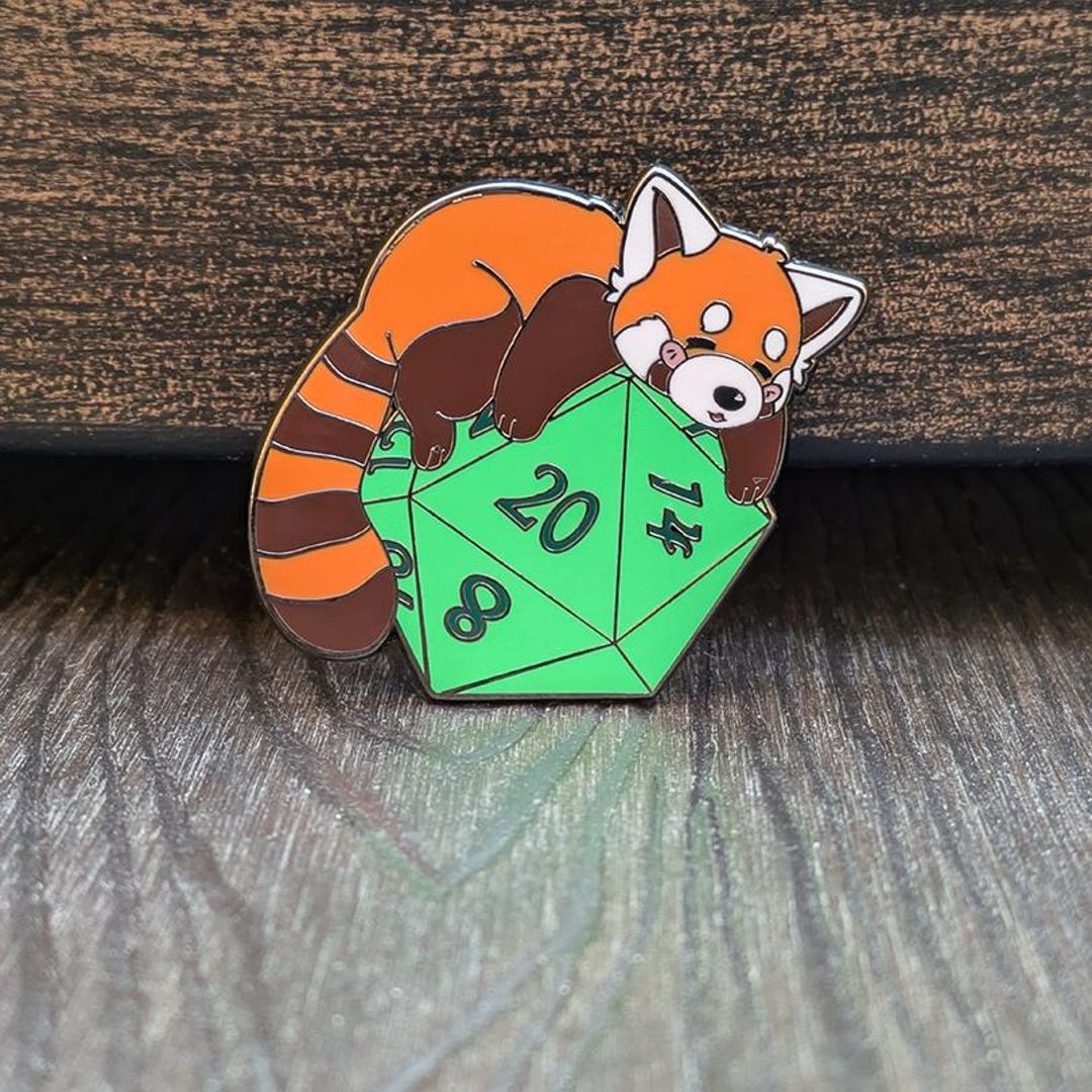 Red Panda on D20 Hard Enamel Pin | Nerdy Enamel Pin | Red Panda Enamel ...