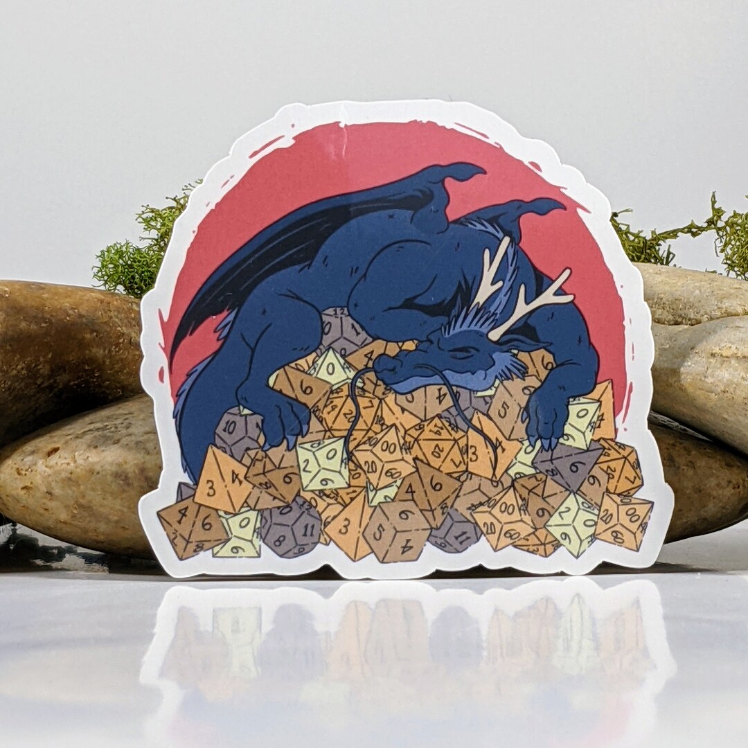 Dragon Atop A Hoard of Dice Sticker Tabletop RPG Inspired Sticker Rpg ...