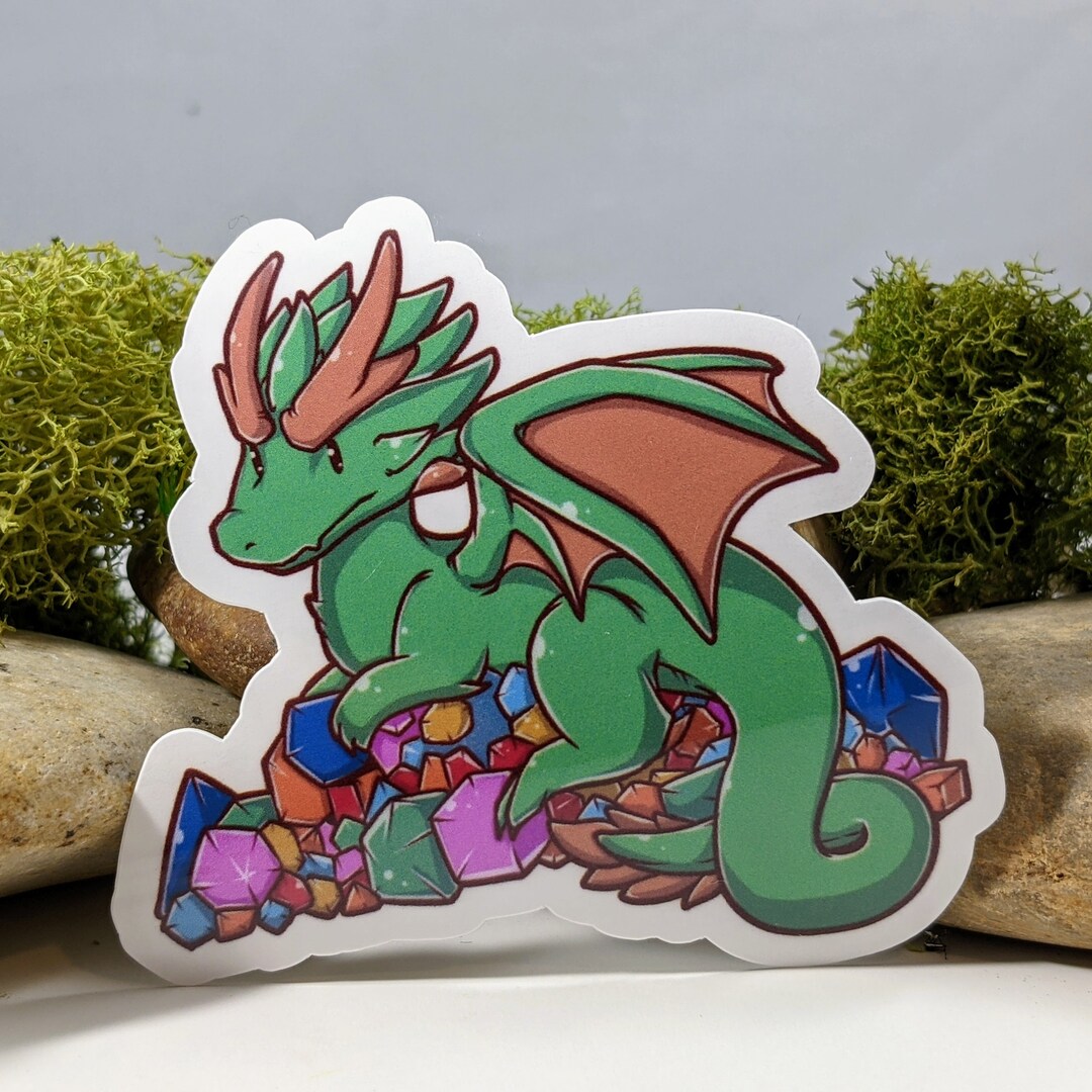 Green Dragon Dice Hoard Sticker | Rpg Sticker | Tabletop Gaming Sticker ...