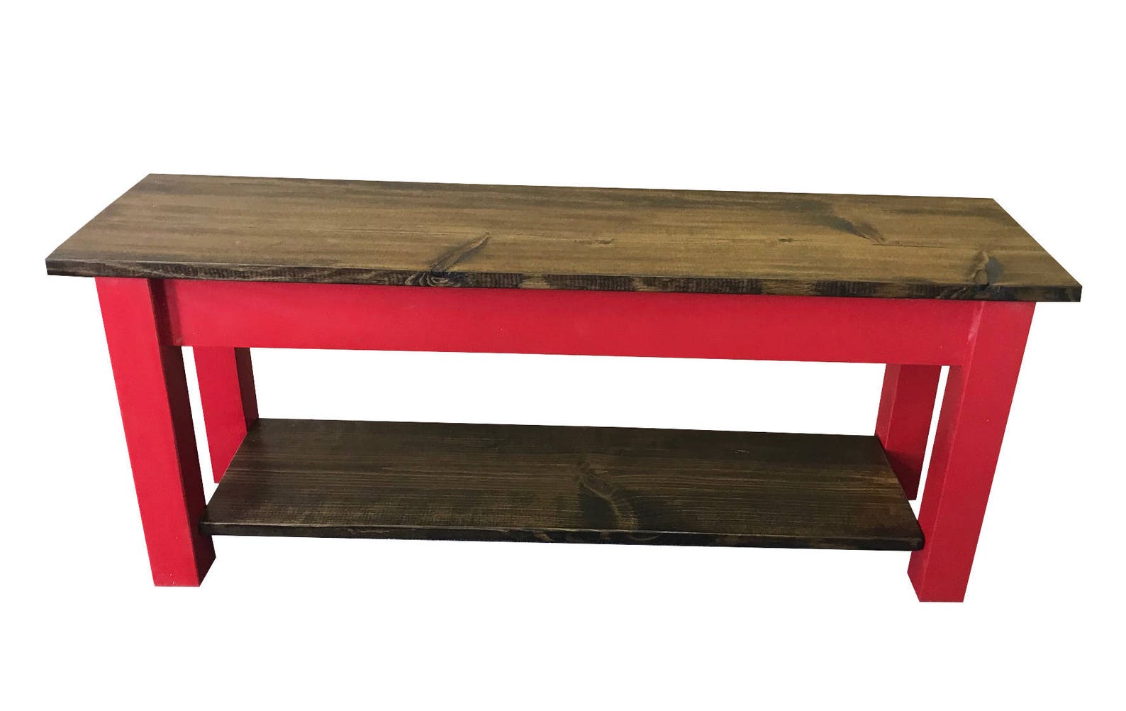 Dark Walnut and Barn Wood Red Storage Bench /shoe Rack Bench / Foyer ...