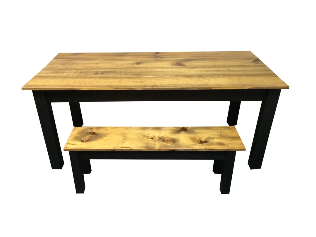 Rustic Barn Wood & Black Farmhouse Table / Harvest Table / Reclaimed ...