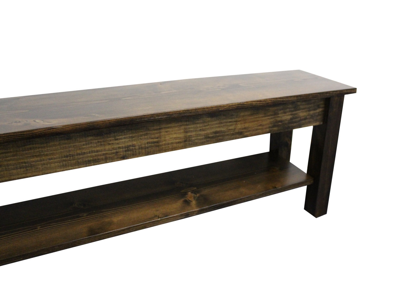 Yukon Farmhouse Bench With Storage Shelf Rustic Solid Wood - Etsy