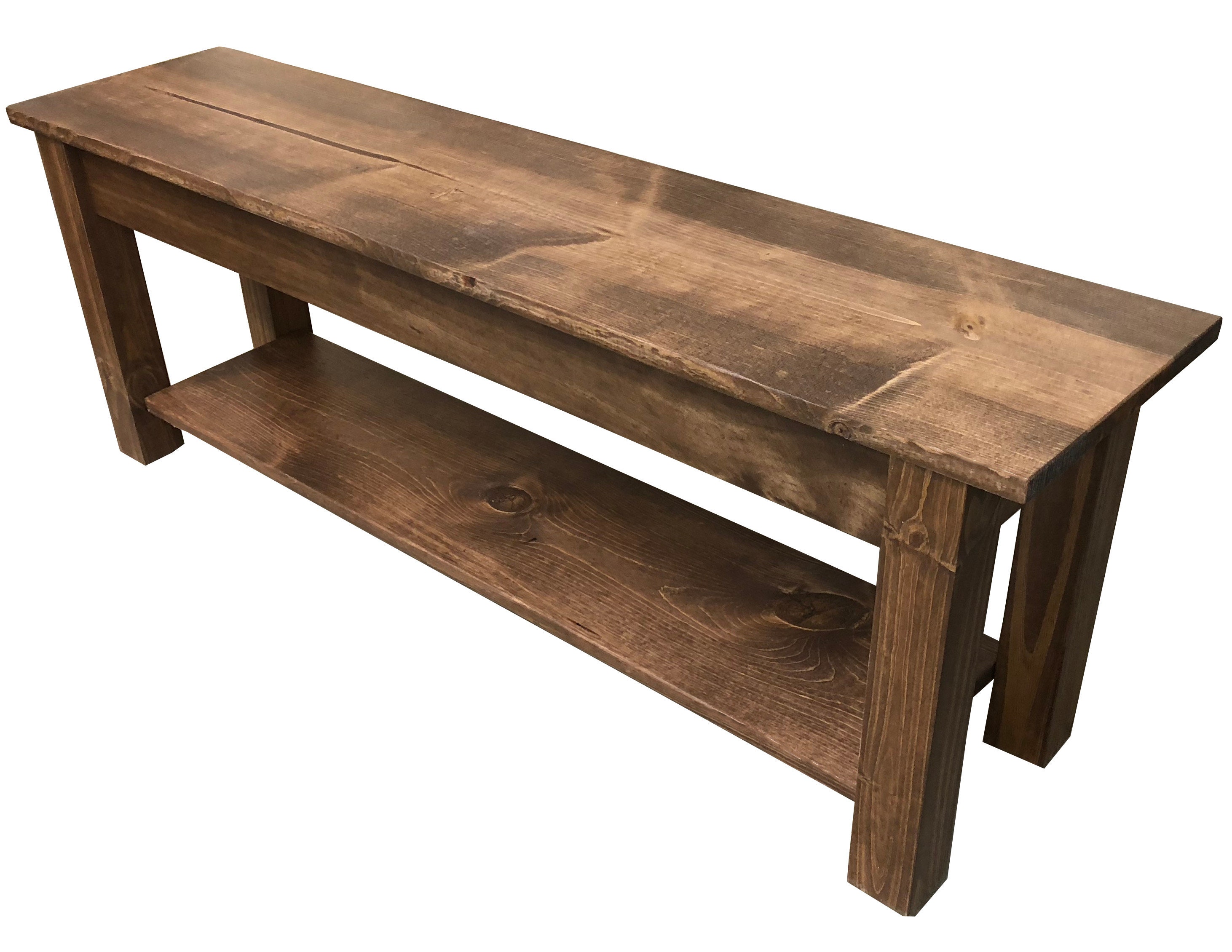 Lancaster Harvest Bench With Shelf - Etsy