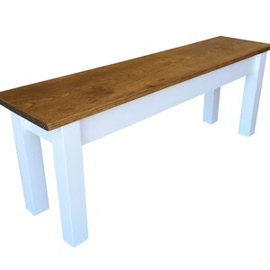 Rustic Early American and White Farmhouse Bench / Solid Wood Bench ...