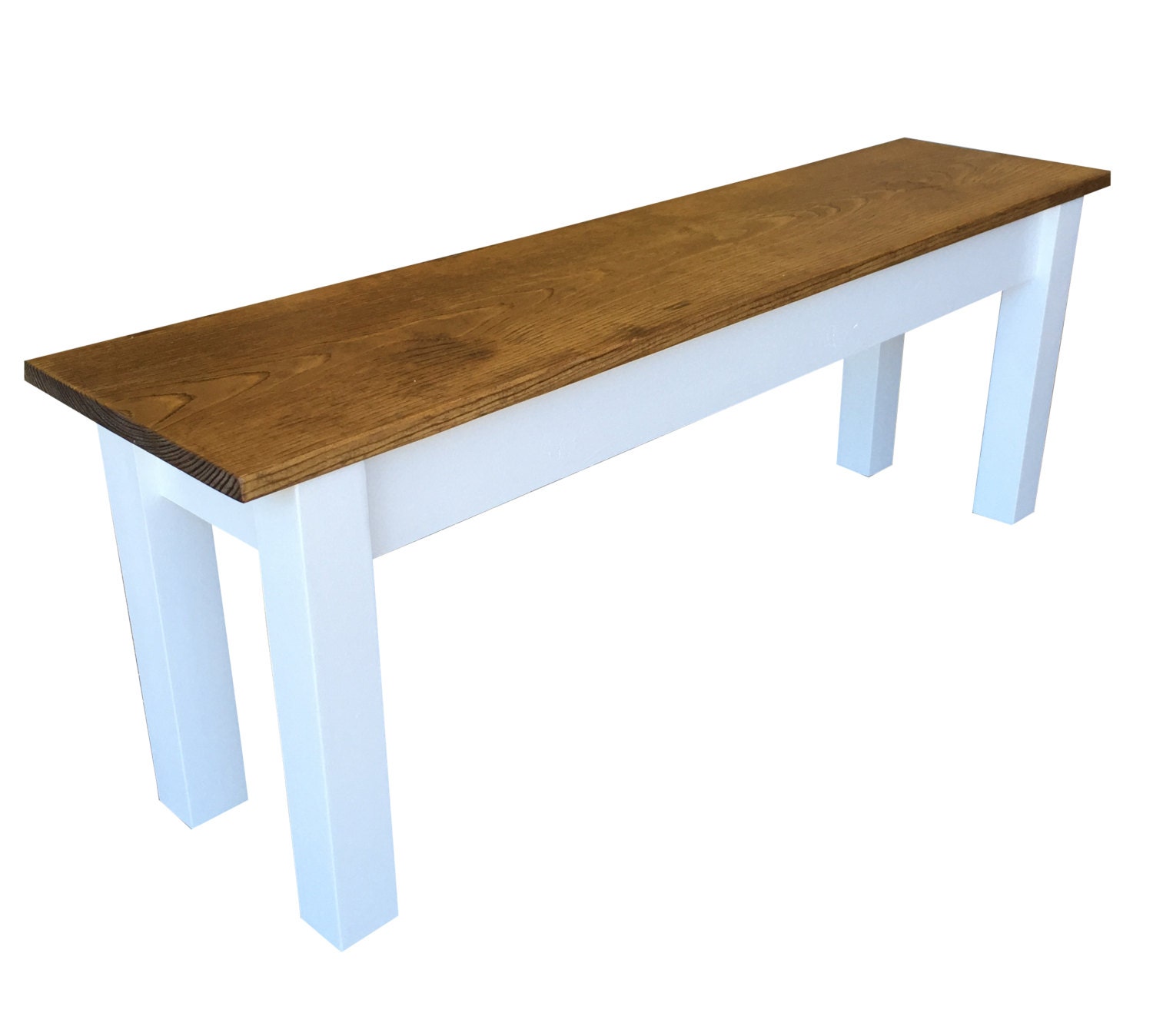 Rustic Early American and White Farmhouse Bench / Solid Wood Bench ...