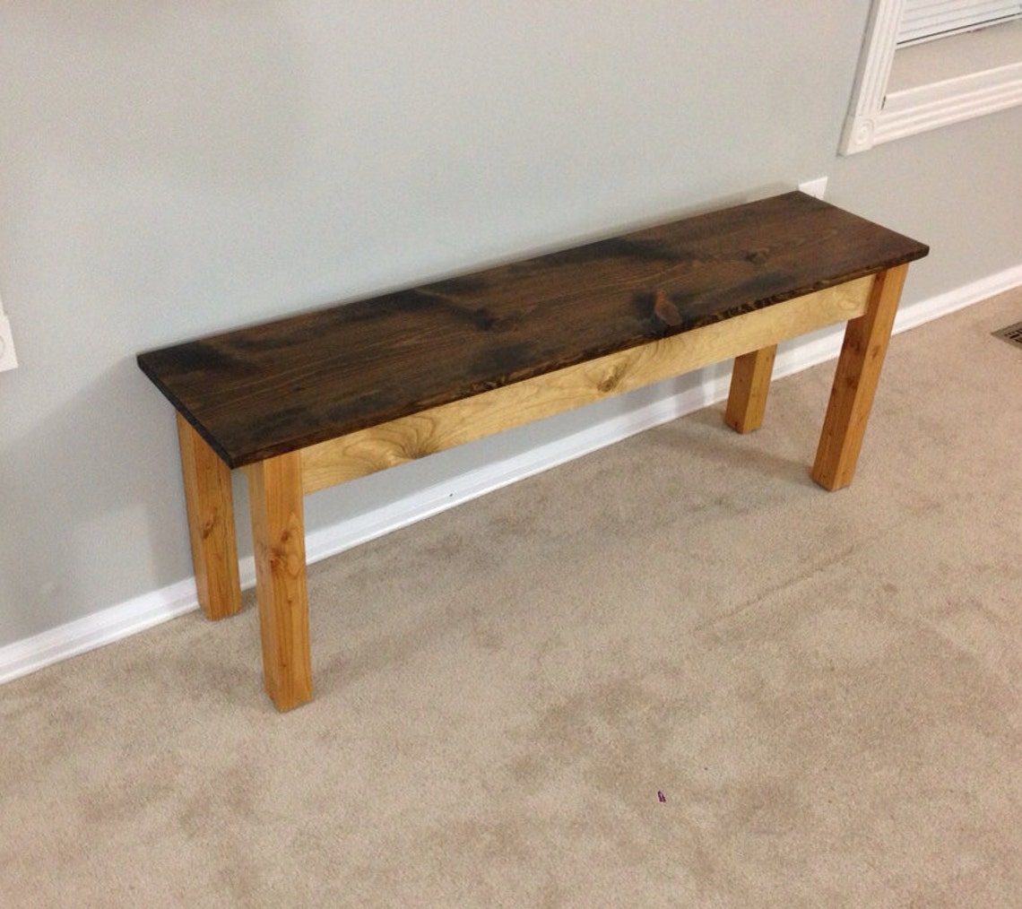 Two Tone Walnut and Beach Wood Farmhouse Bench - Etsy