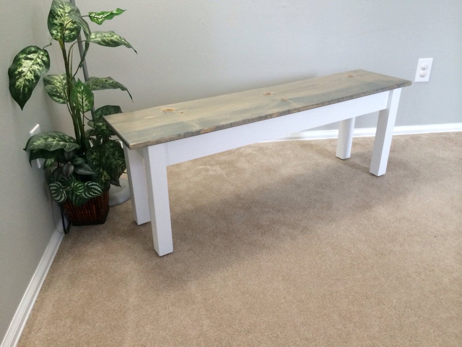 Cottage Farmhouse Bench Rustic Solid Wood Bench - Etsy