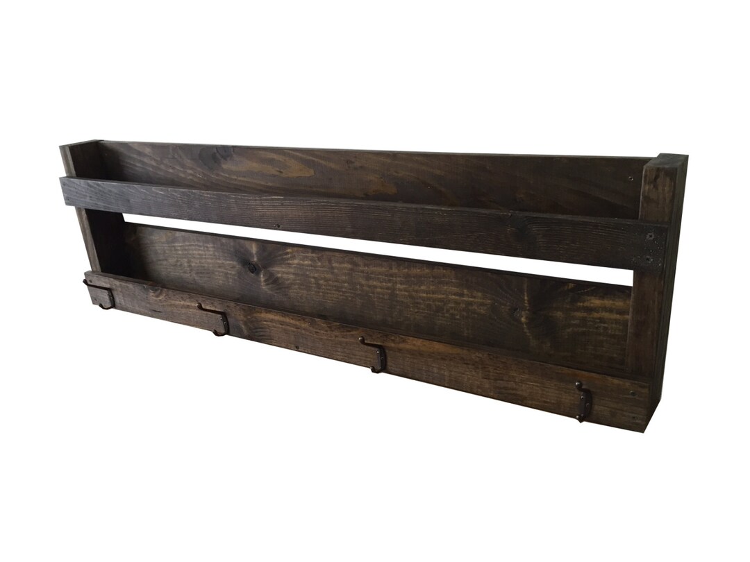 Rustic Wall Organizer / Shelf With Hooks - Etsy