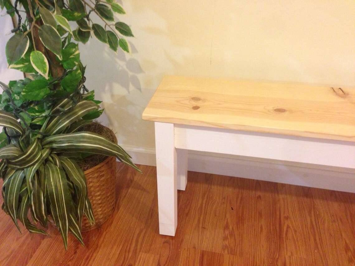 Nantucket Farmhouse Bench Rustic Solid Wood Bench | Etsy