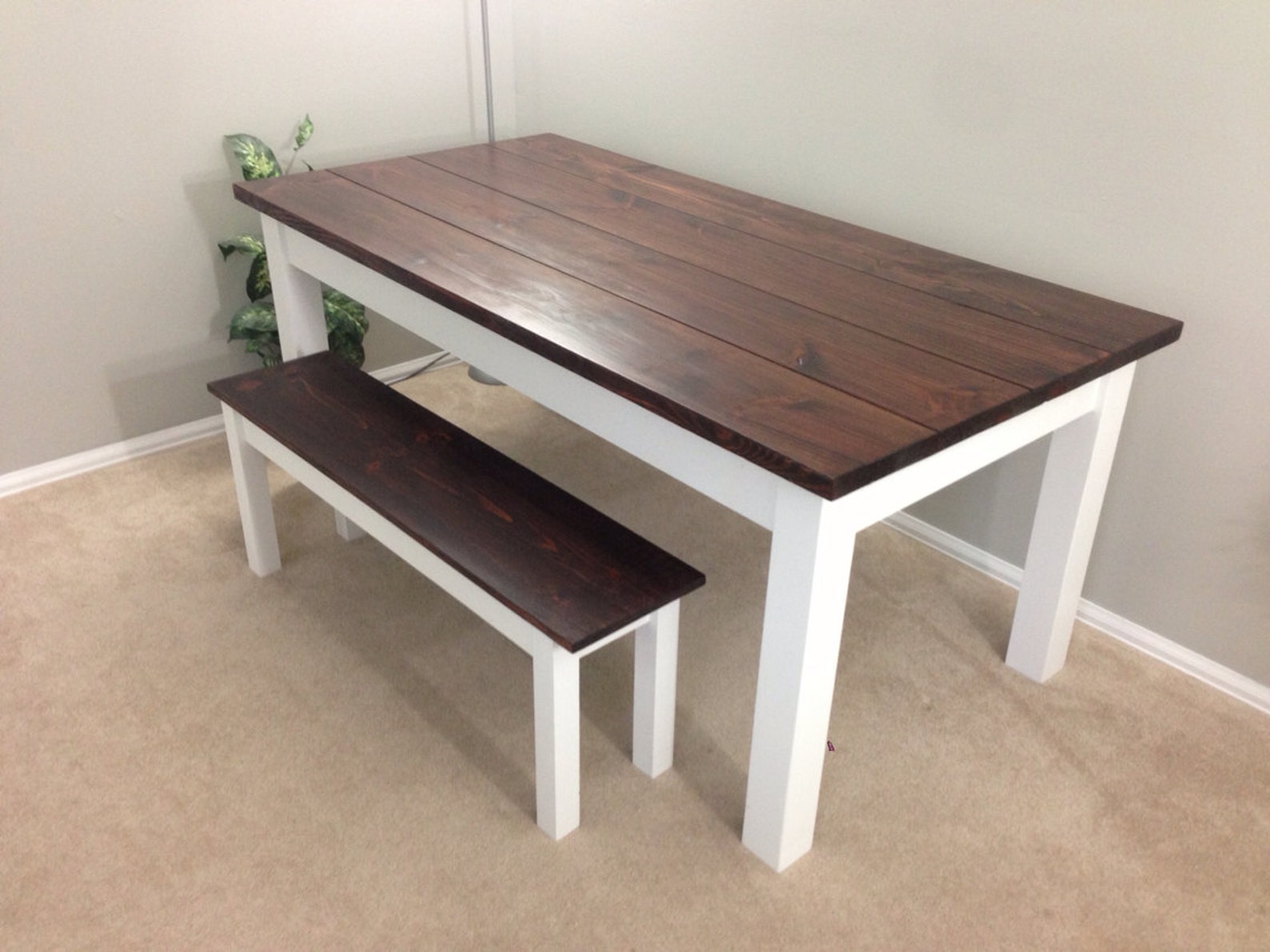 Farmhouse Table / Farm Table Red Mahogany/White | Etsy