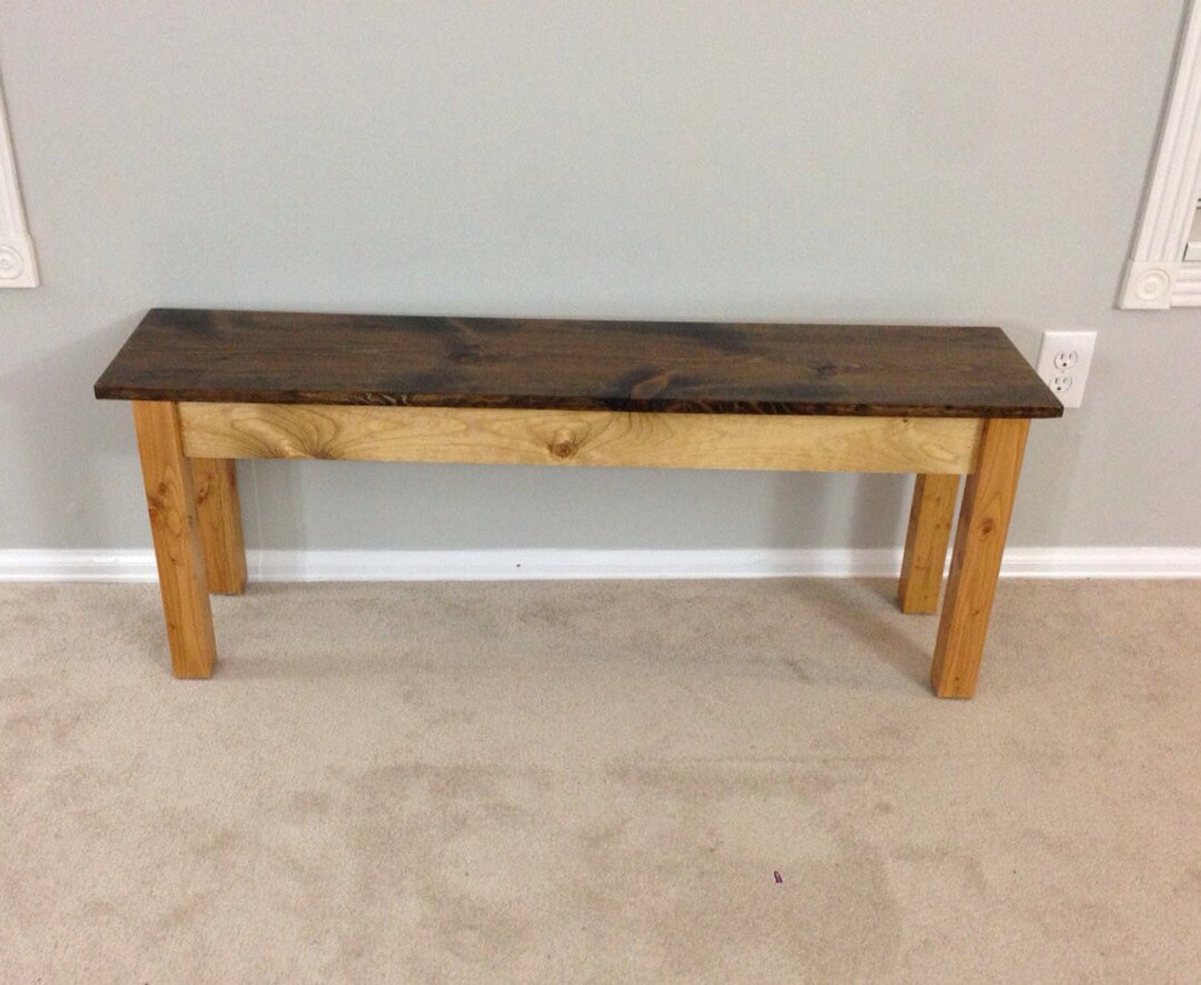 Two Tone Walnut and Beach Wood Farmhouse Bench - Etsy