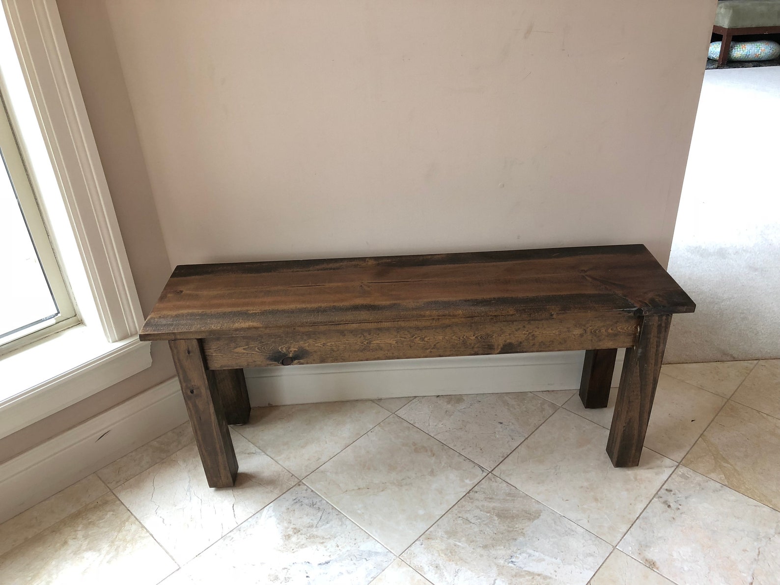 Yukon Rustic Farmhouse Bench Solid Wood Bench | Etsy