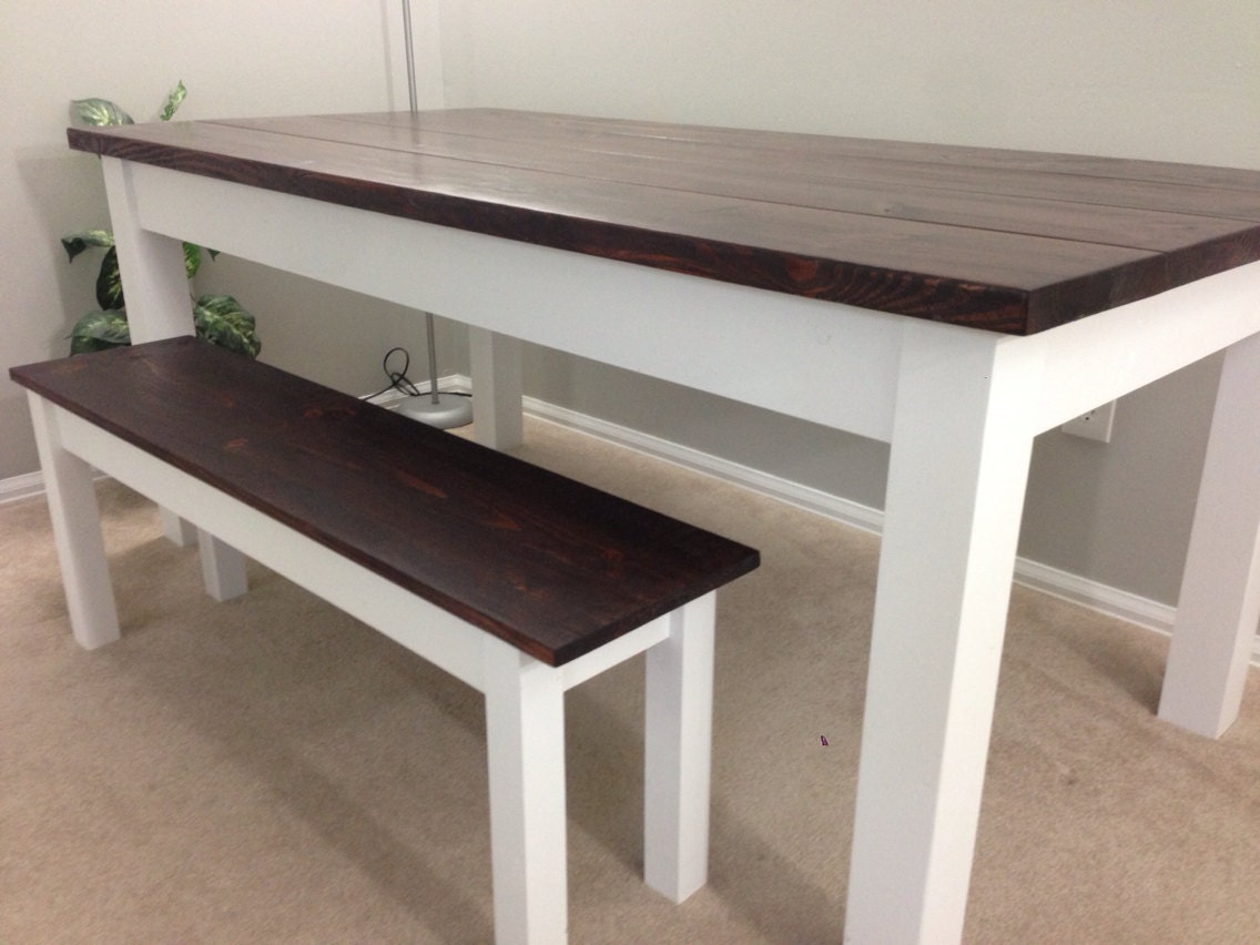 Farmhouse Table / Farm Table Red Mahogany/White | Etsy