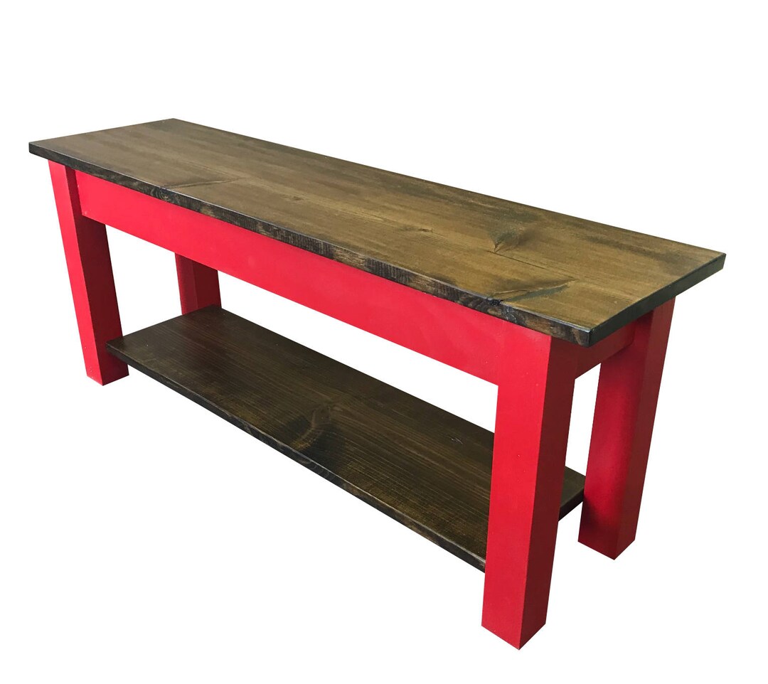 Dark Walnut and Barn Wood Red Storage Bench /shoe Rack Bench / Foyer ...