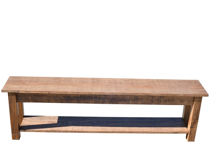 Lancaster Harvest Bench With Shelf - Etsy
