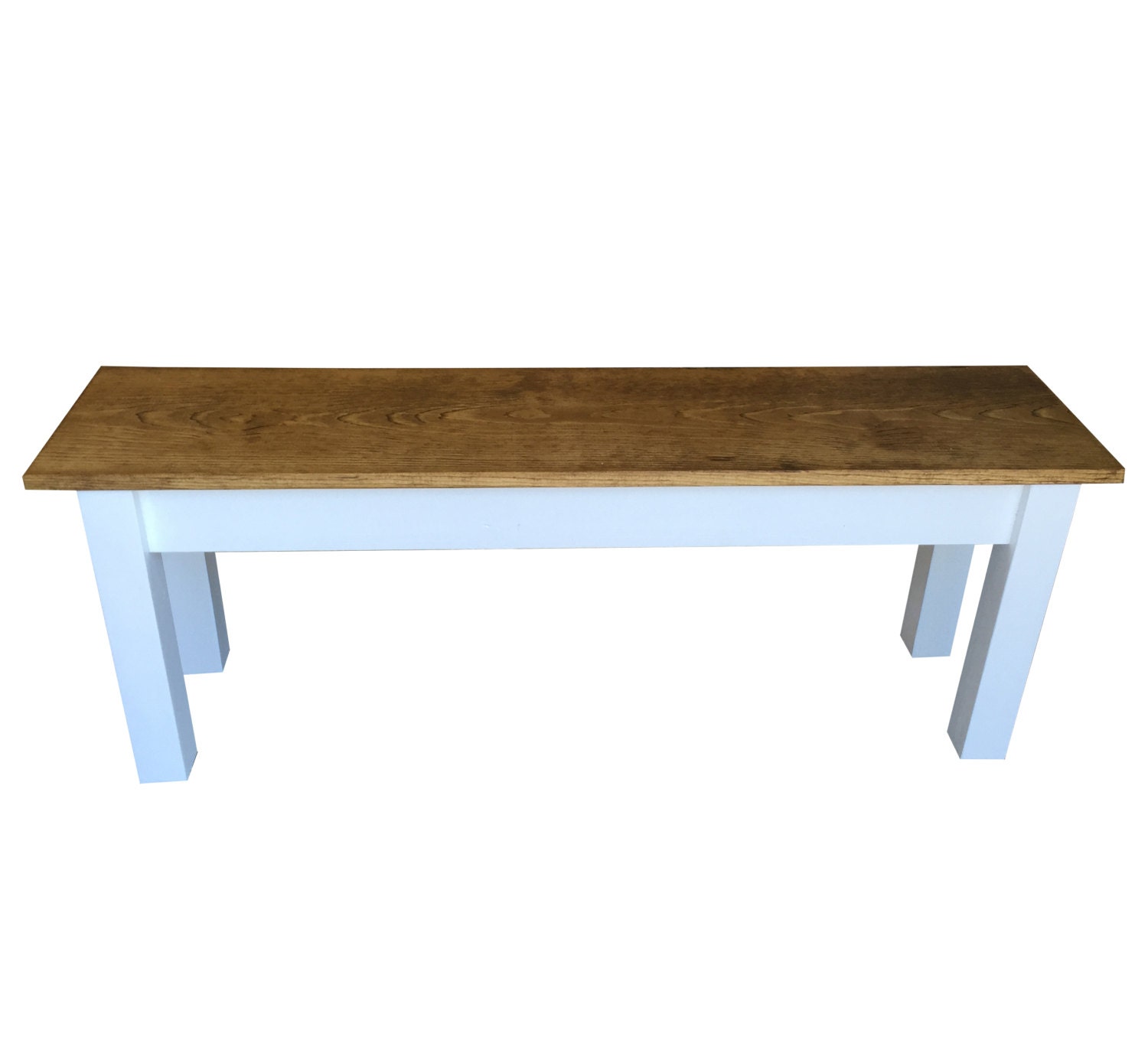Rustic Early American and White Farmhouse Bench / Solid Wood Bench ...