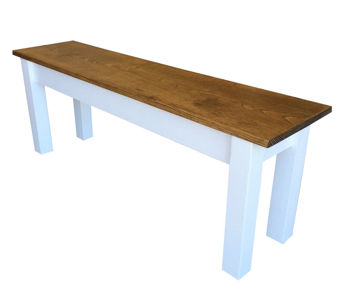 Rustic Early American and White Farmhouse Bench / Solid Wood Bench ...