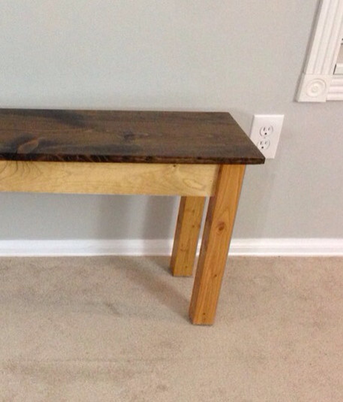 Two Tone Walnut and Beach Wood Farmhouse Bench - Etsy