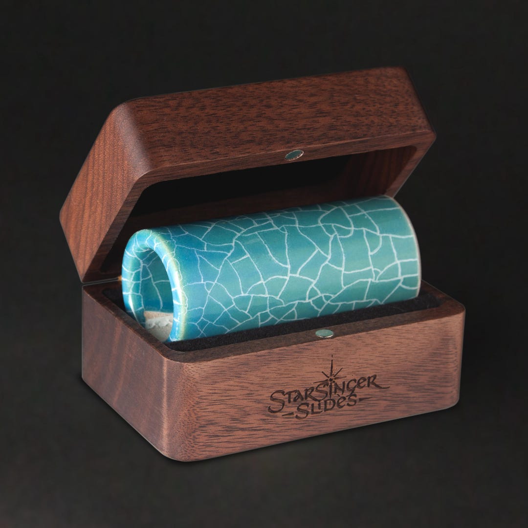 Aqua Ceramic Guitar Slide | Lagoon Blue With Sunlight Patterns | Gift ...