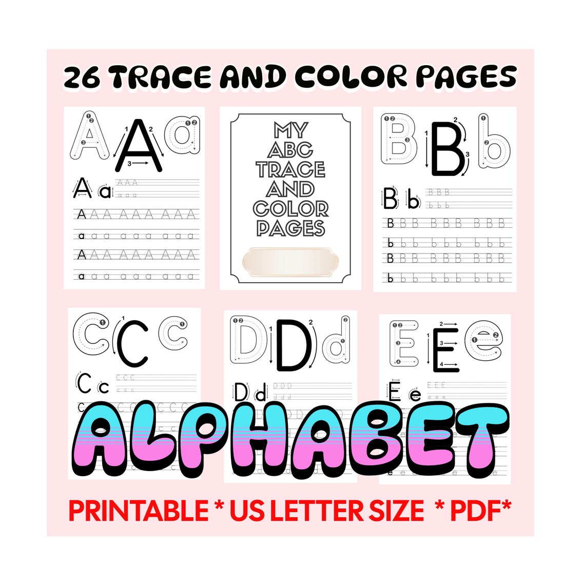 ABC Trace and Color Alphabet Coloring Pages Printable Digital PDF ...