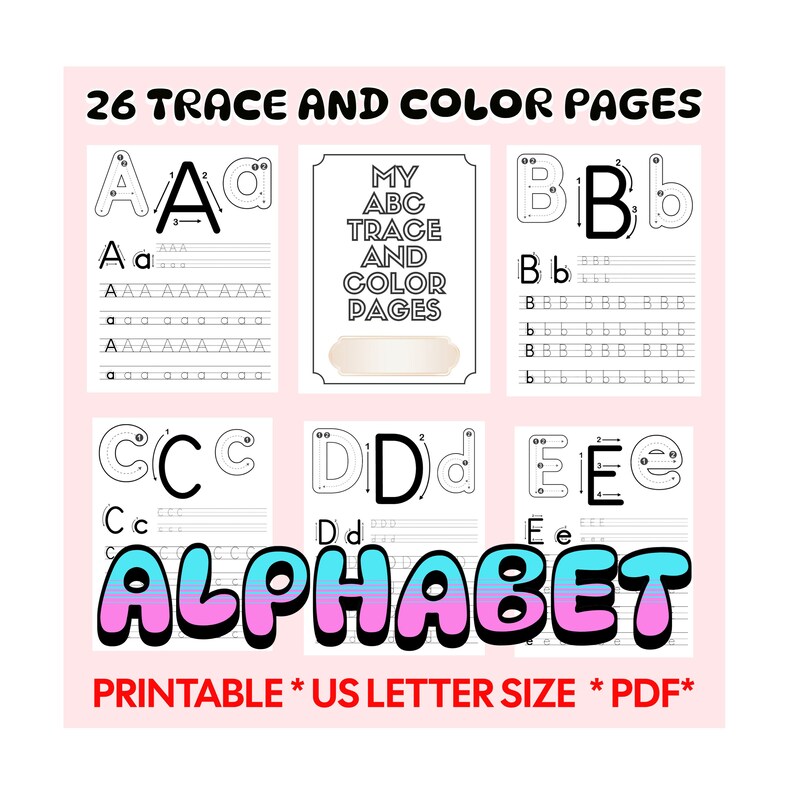 ABC Trace and Color Alphabet Coloring Pages Printable Digital PDF ...