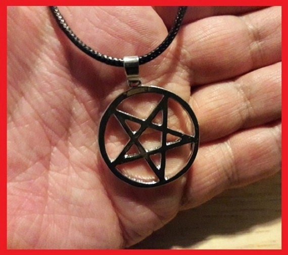INVERTED Pentagram Necklace Adjustable Leather Cord Gothic Rave Metal ...