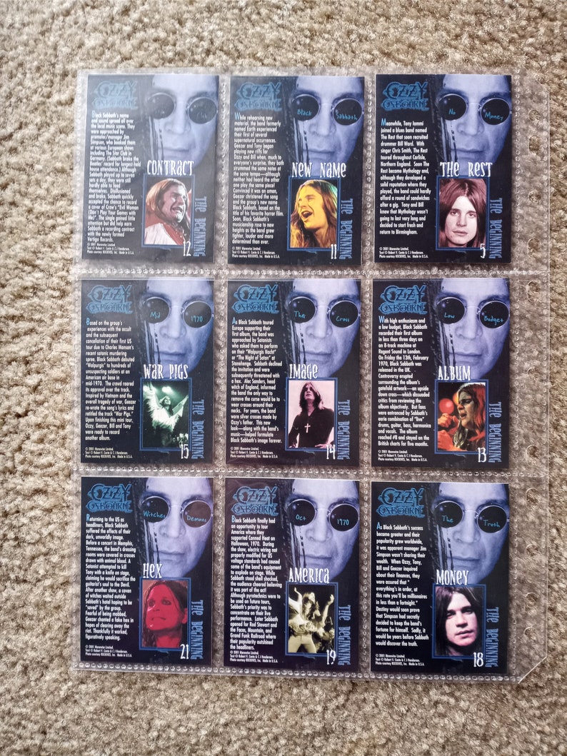 OZZY OSBOURNE Collector Trading Cards 2001 Set of 9 Collector Cards NEW ...