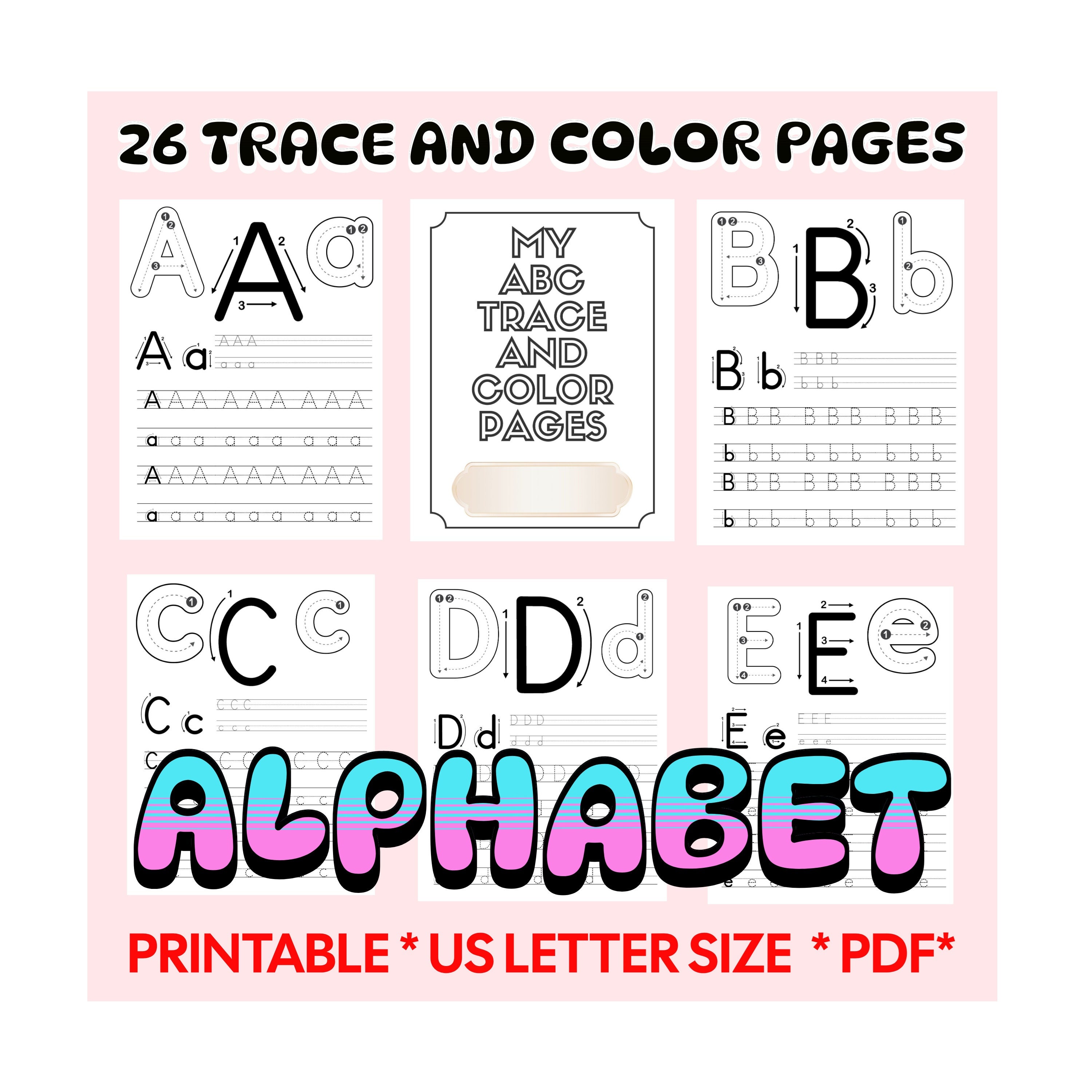 ABC Trace and Color Alphabet Coloring Pages Printable Digital PDF ...