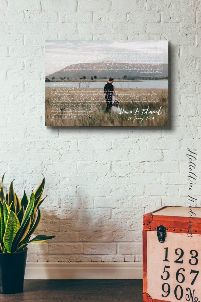 1st Anniversary Gift CANVAS Wedding Vow Art Framed Wedding - Etsy