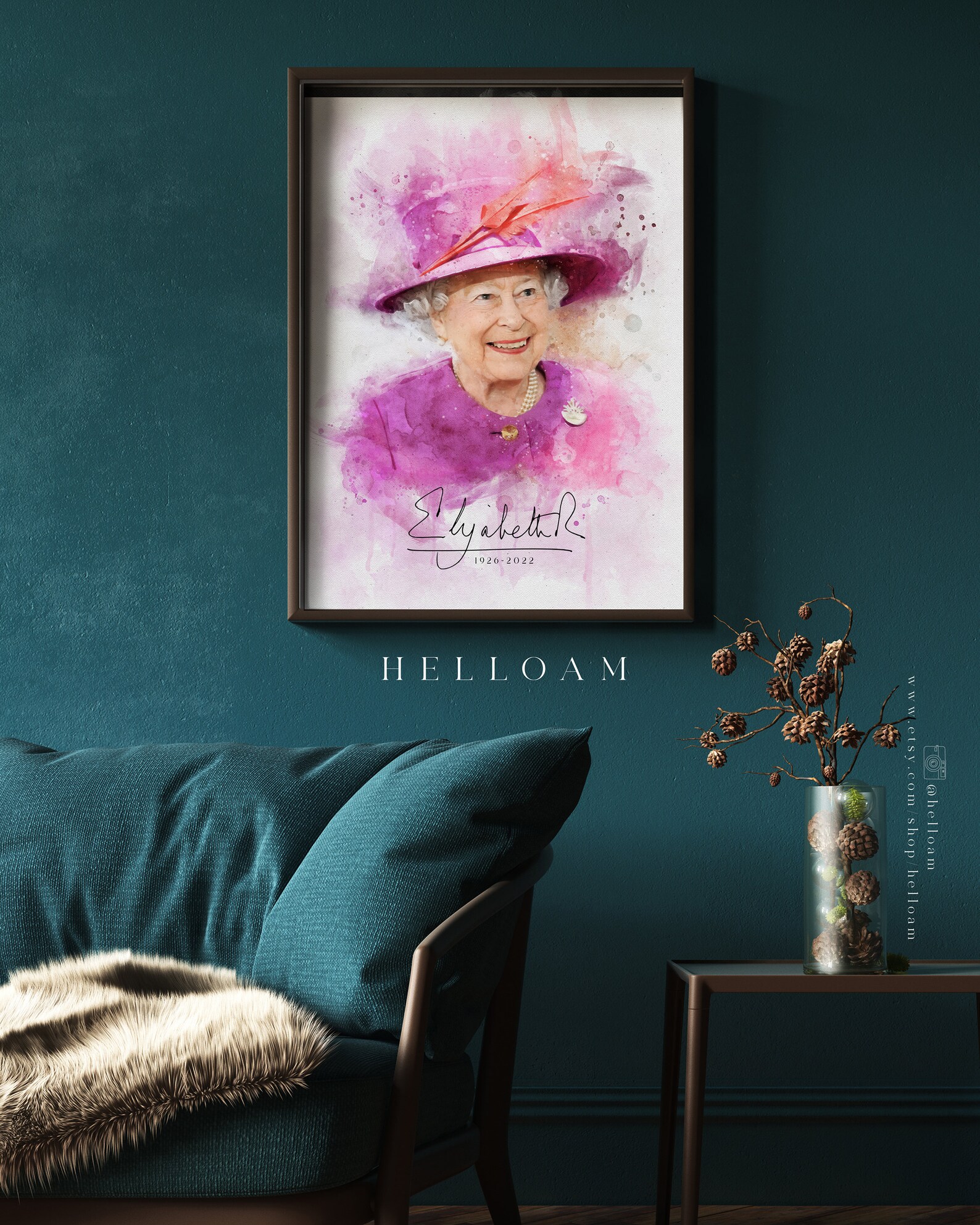 Queen Elizabeth II Framed Print Portrait British Queen Framed - Etsy