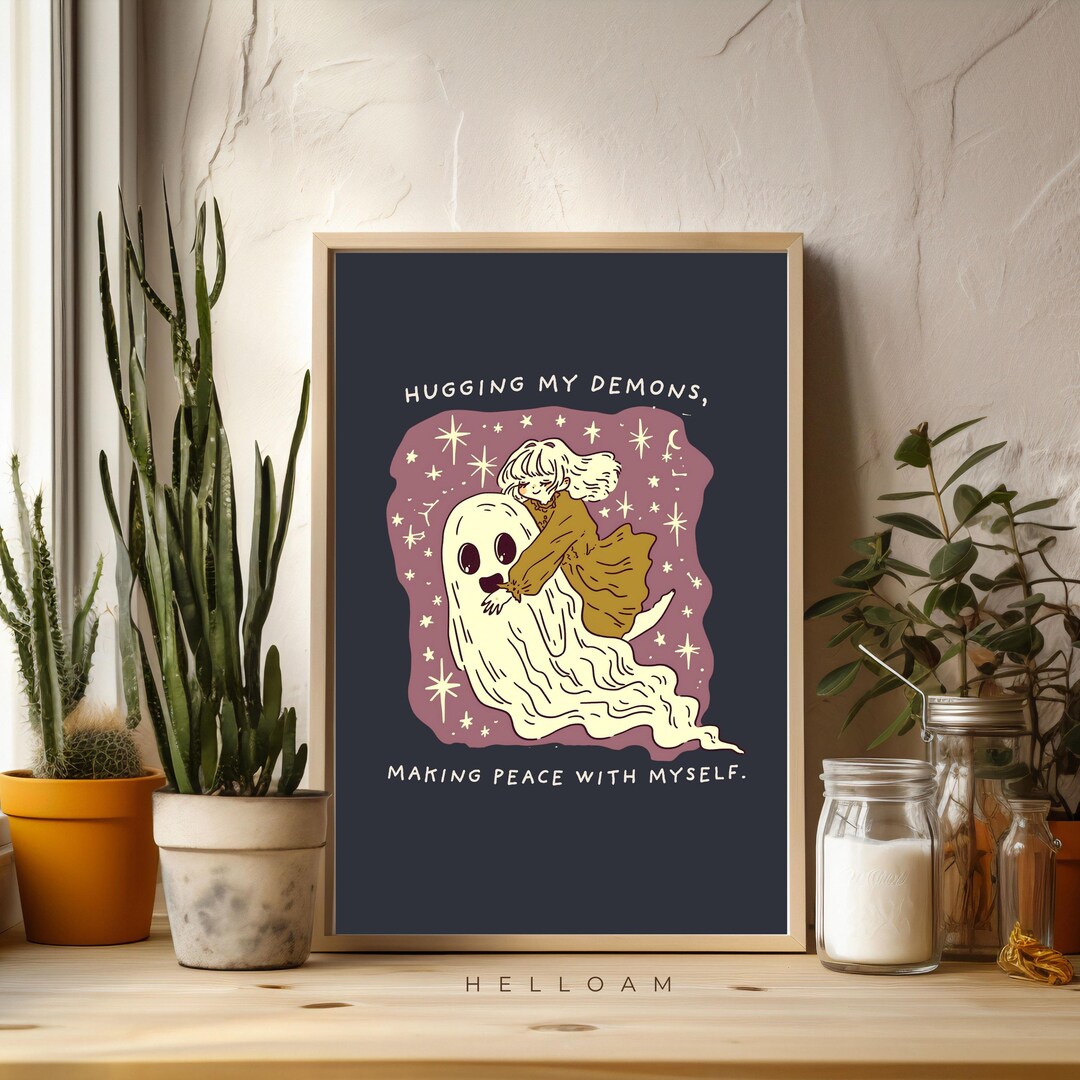 Ghosts Art Print, Cute Ghost, Ghost Halloween, Halloween Wall Art, Self ...