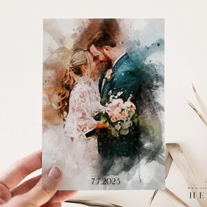 Watercolor Couple Portrait From Photo, Custom Wedding Anniversary Gift ...