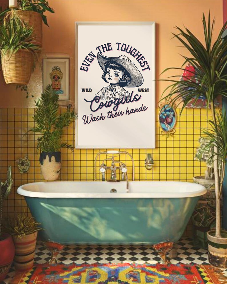 Cowgirl Bathroom Print Western Bathroom Wall Art Cowboy Bathroom ...
