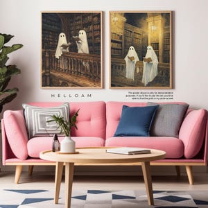 Two Cute Ghosts in a Library Print, Romantic Dark Academia, Moody ...