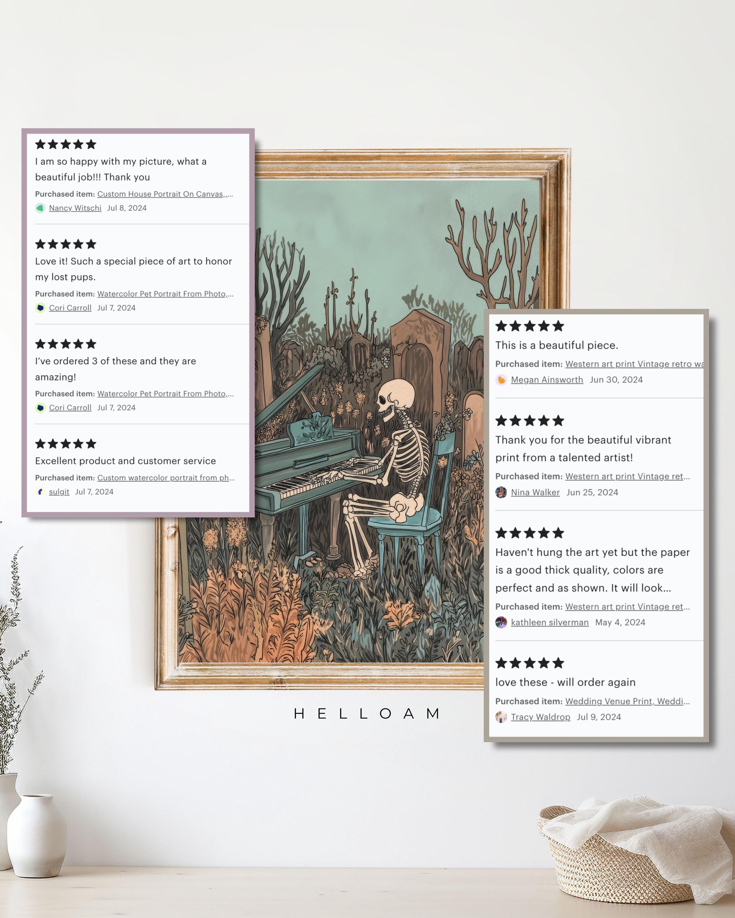 Skeleton Playing the Piano, Skeleton Print Halloween Wall Art ...