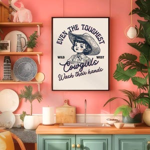Cowgirl Bathroom Print Western Bathroom Wall Art Cowboy Bathroom ...