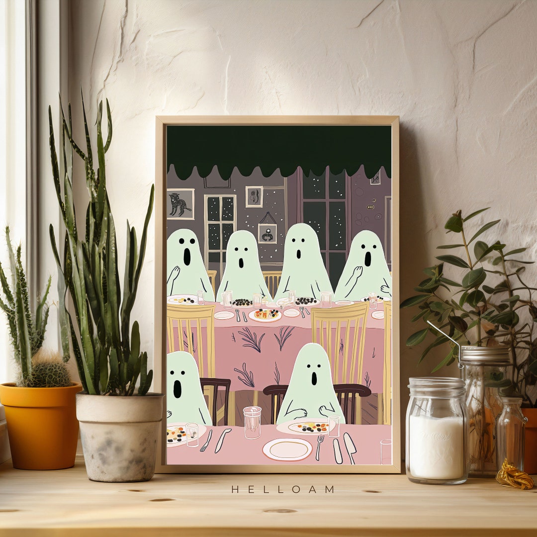 Ghosts Art Print, Cute Ghost, Halloween Art Print, Halloween Decor ...