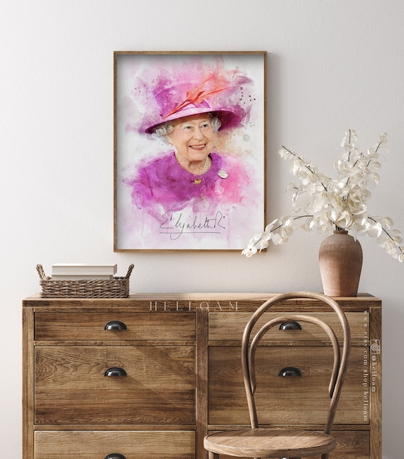 Queen Elizabeth II Framed Print Portrait British Queen Framed - Etsy
