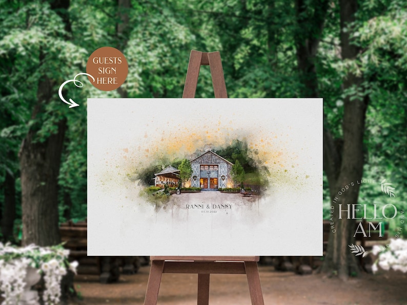 Wedding Welcome Sign,, Illustrated Venue Welcome Sign for Wedding Venue ...