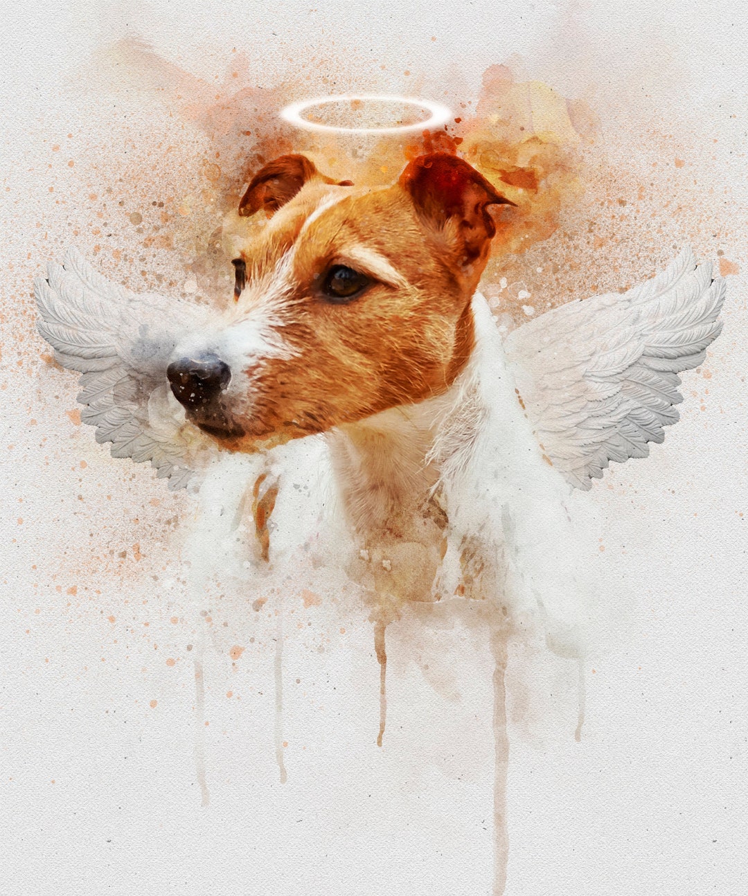 Pet Loss Memorial Portrait With Angel Wings and Halo,,digital FILE ...