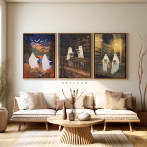 Two Cute Ghosts in a Library Print, Romantic Dark Academia, Moody ...