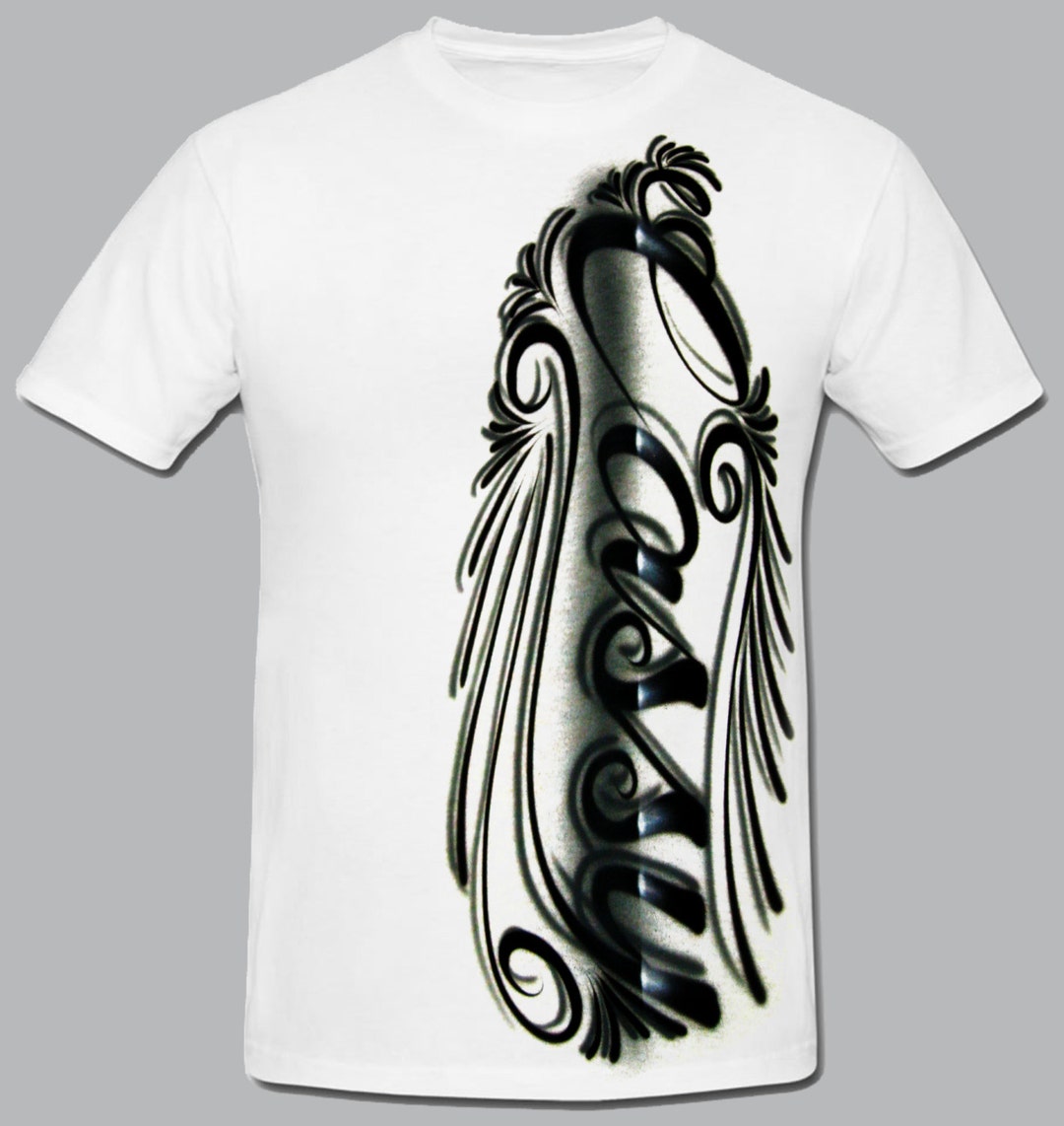 Custom Airbrush Cursive Name W/ Filigree Design | Fun Airbrush Art ...