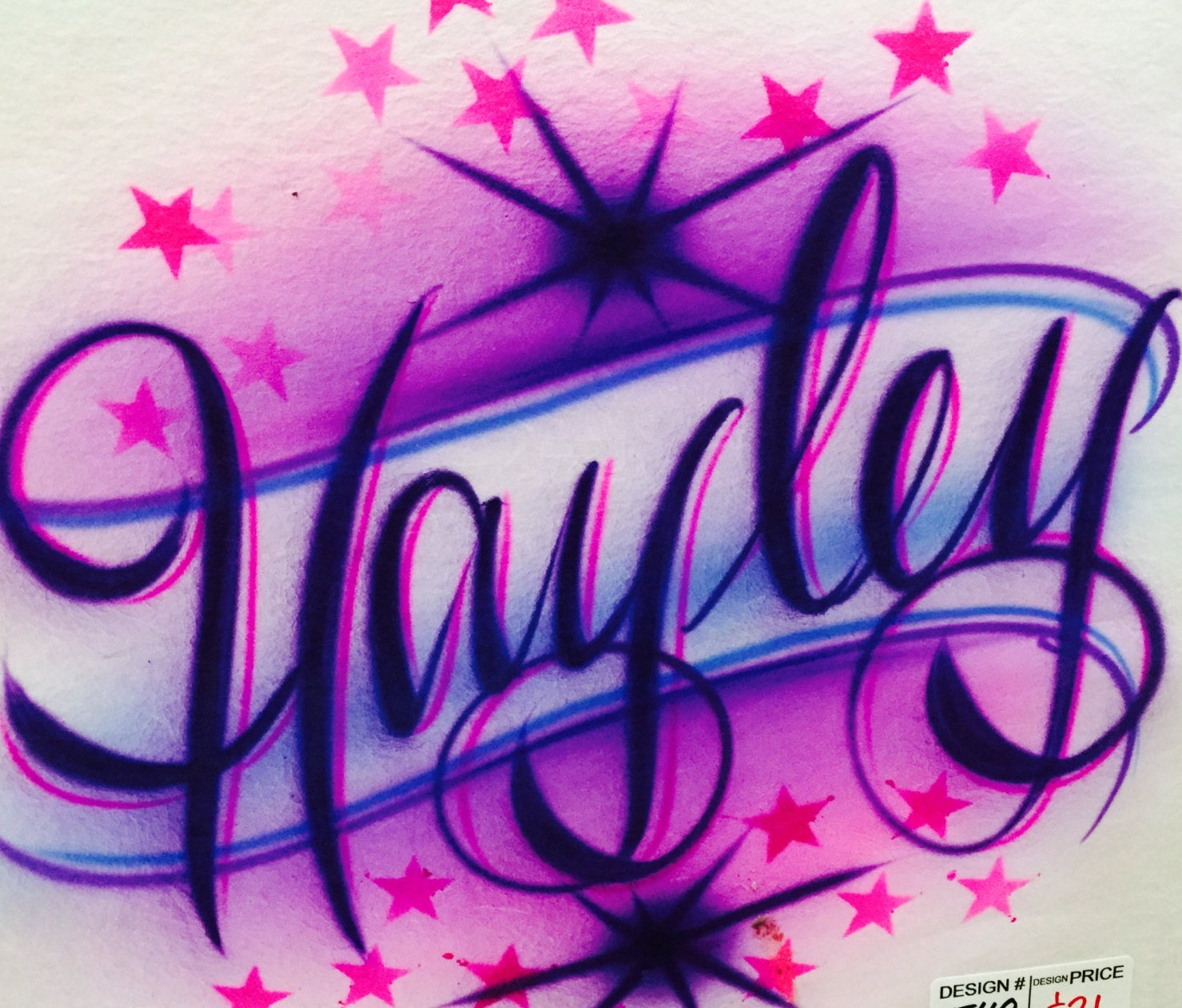 Custom Airbrush Name Design Kid Name Design Stars Fun | Etsy