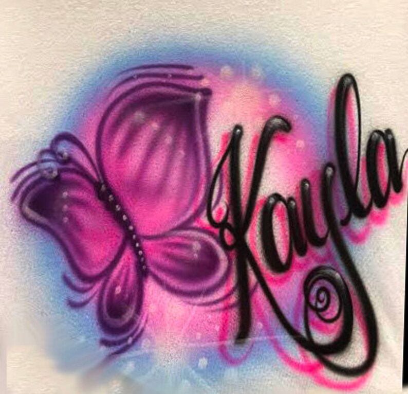 Cute Butterfly Name Design Curly Cursive Airbrush Design - Etsy