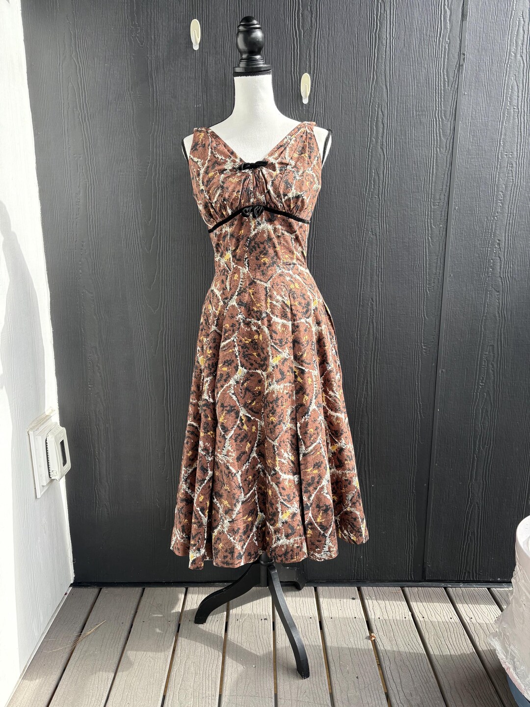 Vintage Pat Hartly Cocktail Dress, Chocolate Brown Pleated Skirt, 1950s ...